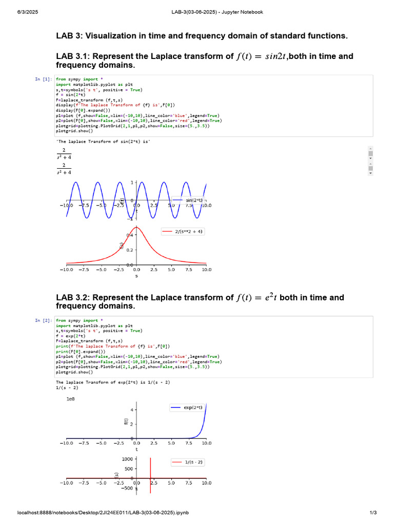 Laplace Transform Visualization Lab | PDF | Mathematical Physics ...