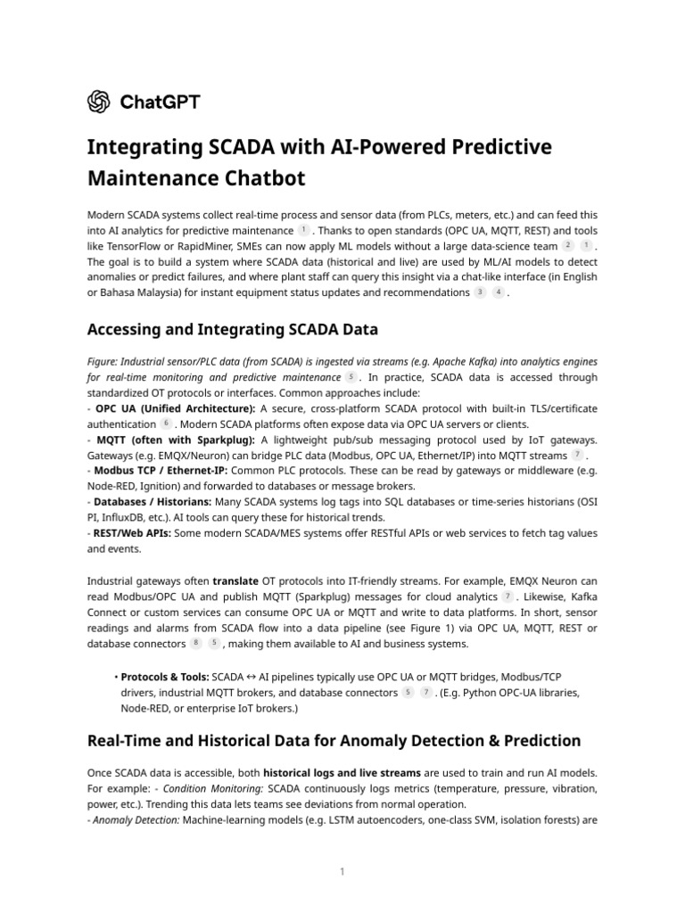 Integrating SCADA With AI-Powered Predictive Maintenance Chatbot | PDF ...
