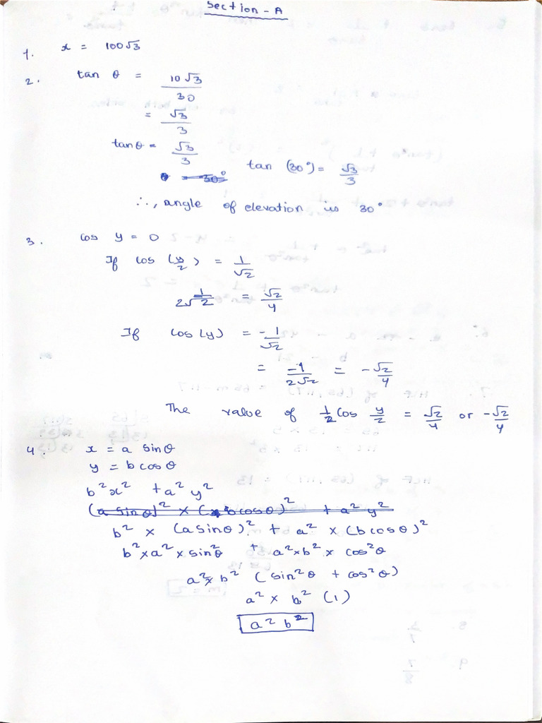 Maths Revision Test | PDF