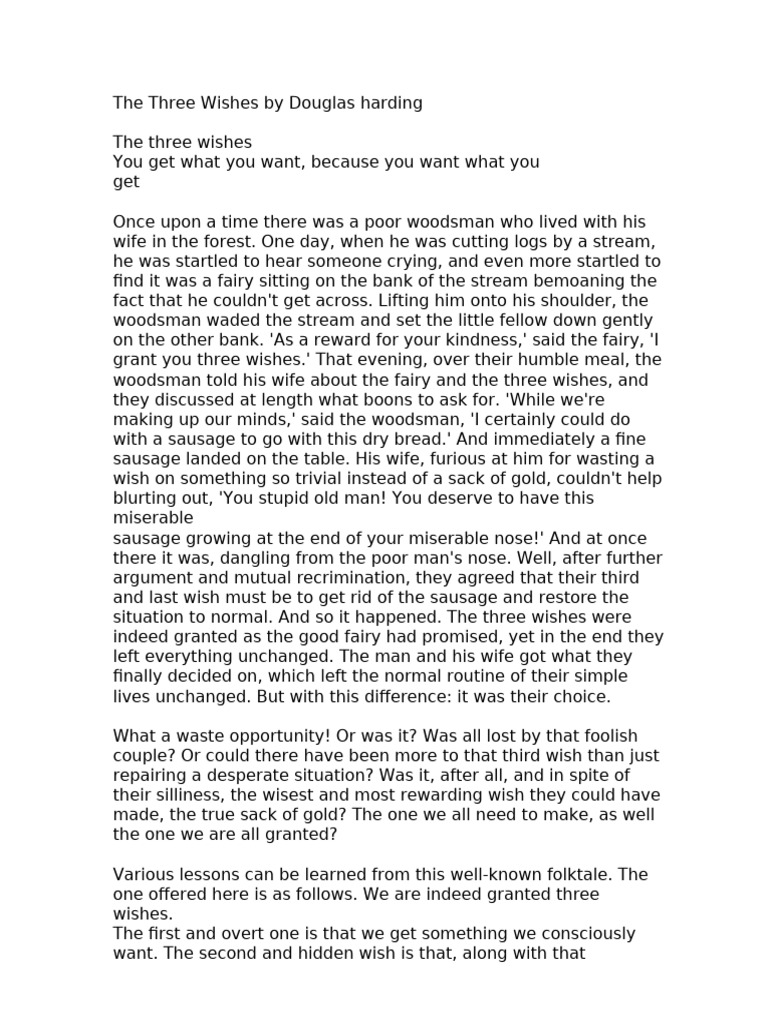 The Three Wishes by Douglas Harding | PDF | Psychological Concepts