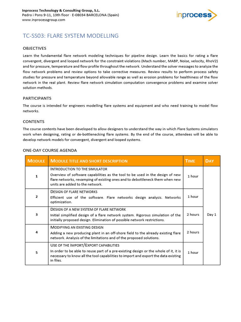Flare System Modeling Course Overview | PDF | Simulation | Computing