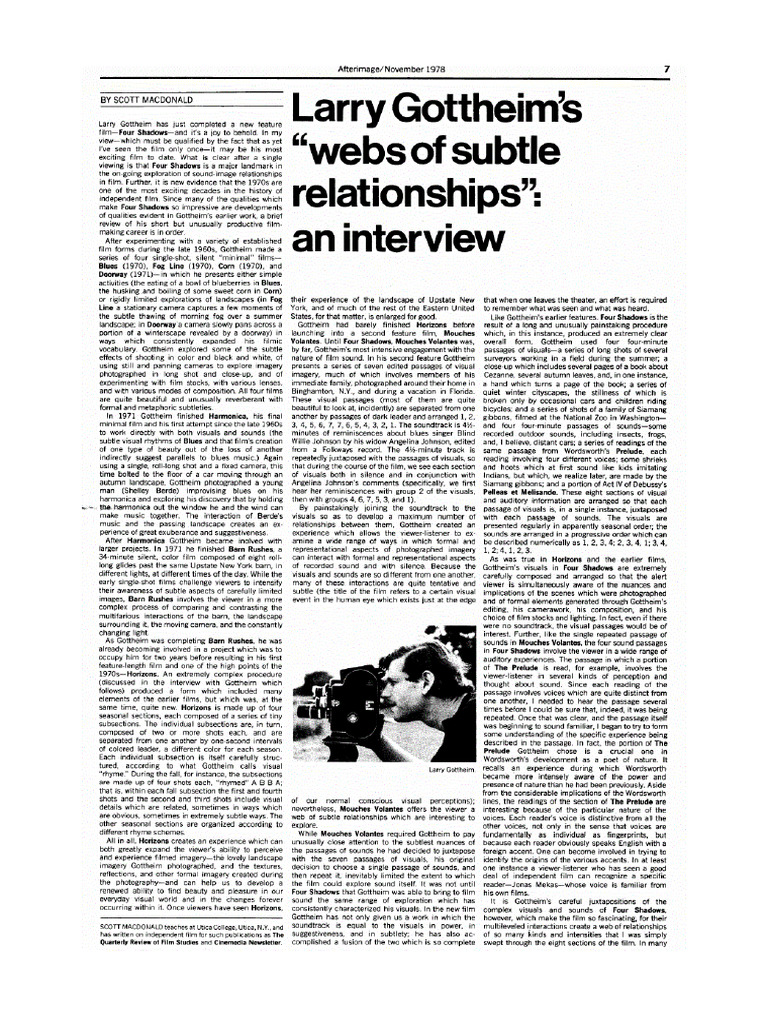 Larry Gottheim's Webs of Subtle | PDF