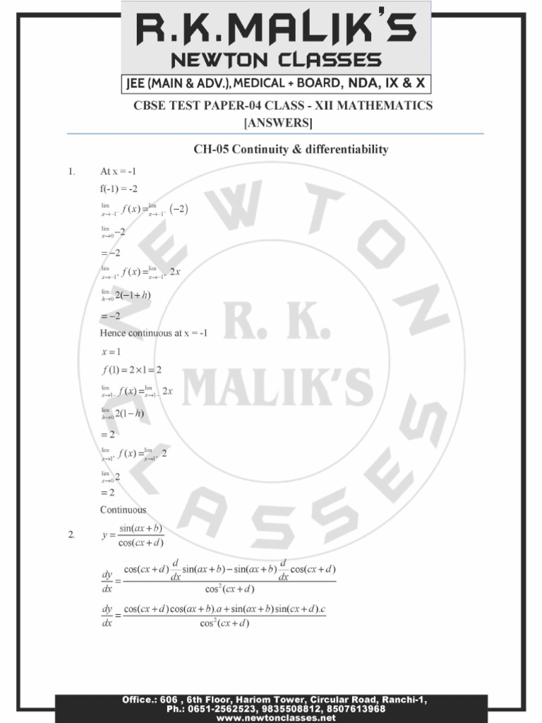 Continuity and Differenbility t4 s Bb | PDF