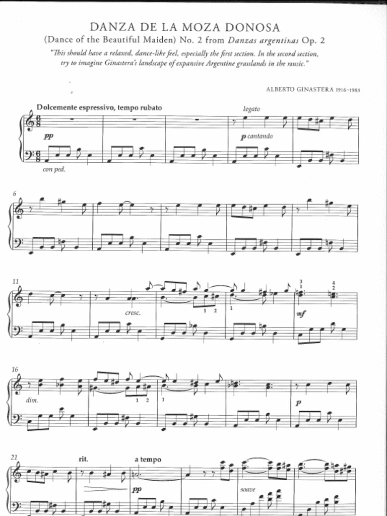 [Piano, Music Sheet] Danza de La Moza Donsa | PDF