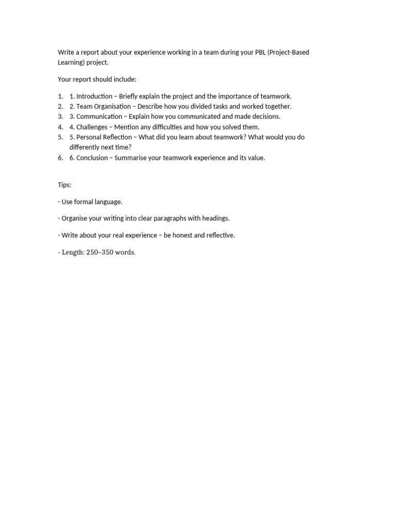 PBL Report Task Instructions | PDF