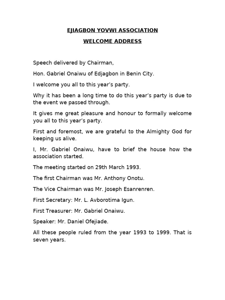 Welcome Address | PDF