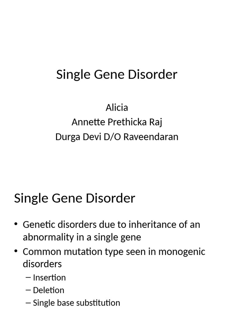 Understanding Single Gene Disorders | PDF | Genetic Disorder ...