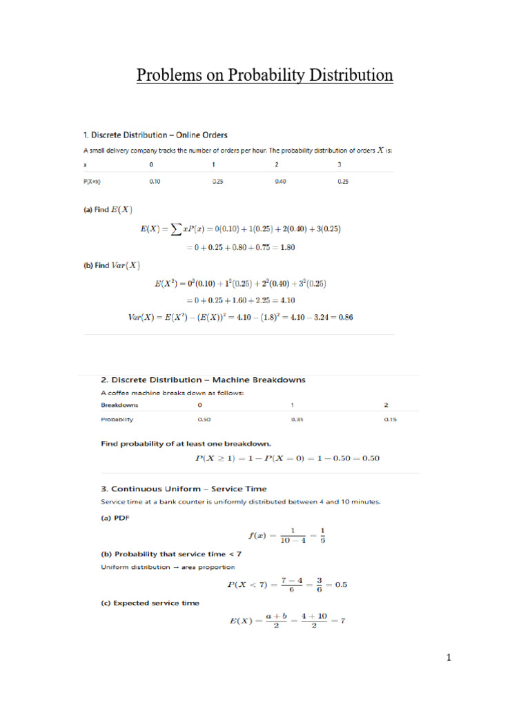Probability Distribution Problems With Solutions | PDF