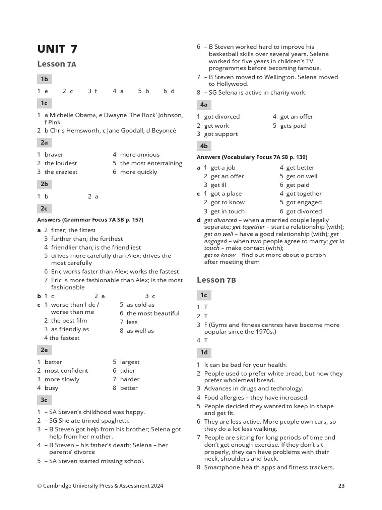 Empower Pre Intermediate Students Book Answer Key 1 Removed | PDF