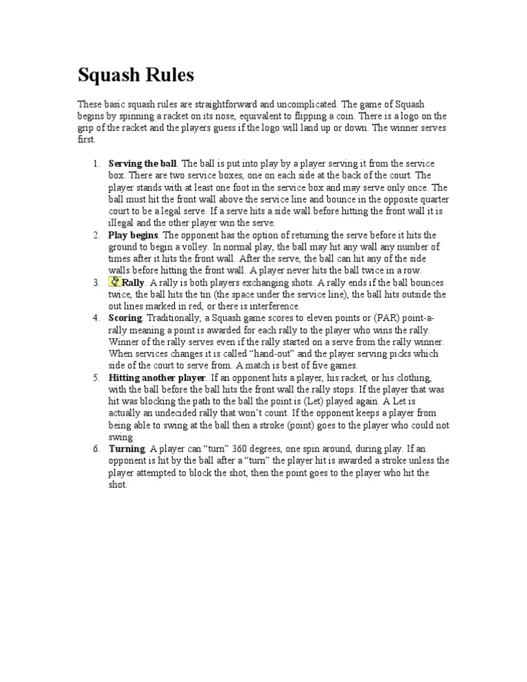 Squash Game Rules Explained | PDF | Ball Games | Games Of Physical Skill