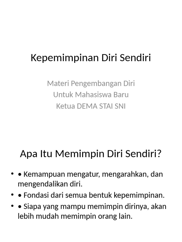 Kepemimpinan Diri Sendiri STAISNI | PDF