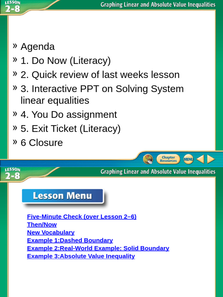 Lesson 2-6 Solving System of Inequalitie | PDF | Inequality ...