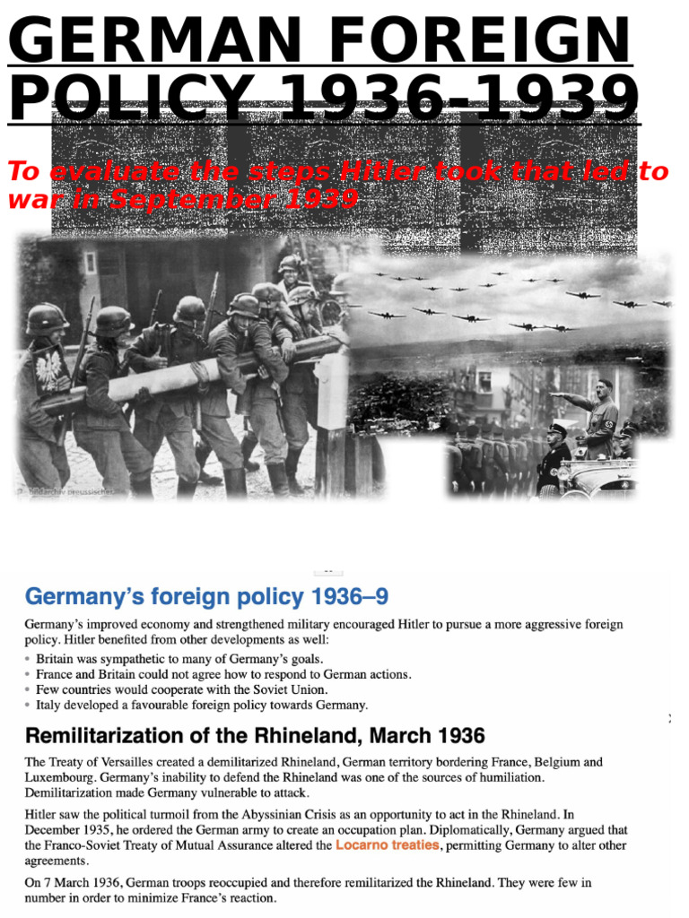 German Foreign Policy 1936-1939 | PDF | Adolf Hitler | Czechoslovakia