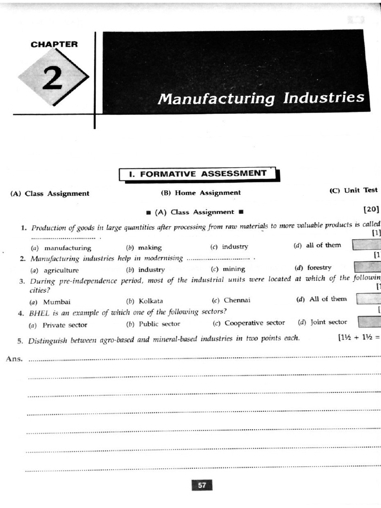 Manufacturing Industries Worksheet | PDF