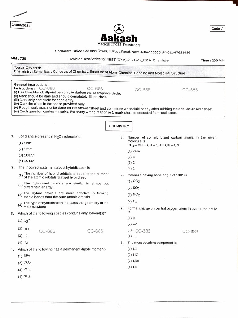 Chemistry Chapter-1,2,4 Paper | PDF | Electron | Covalent Bond