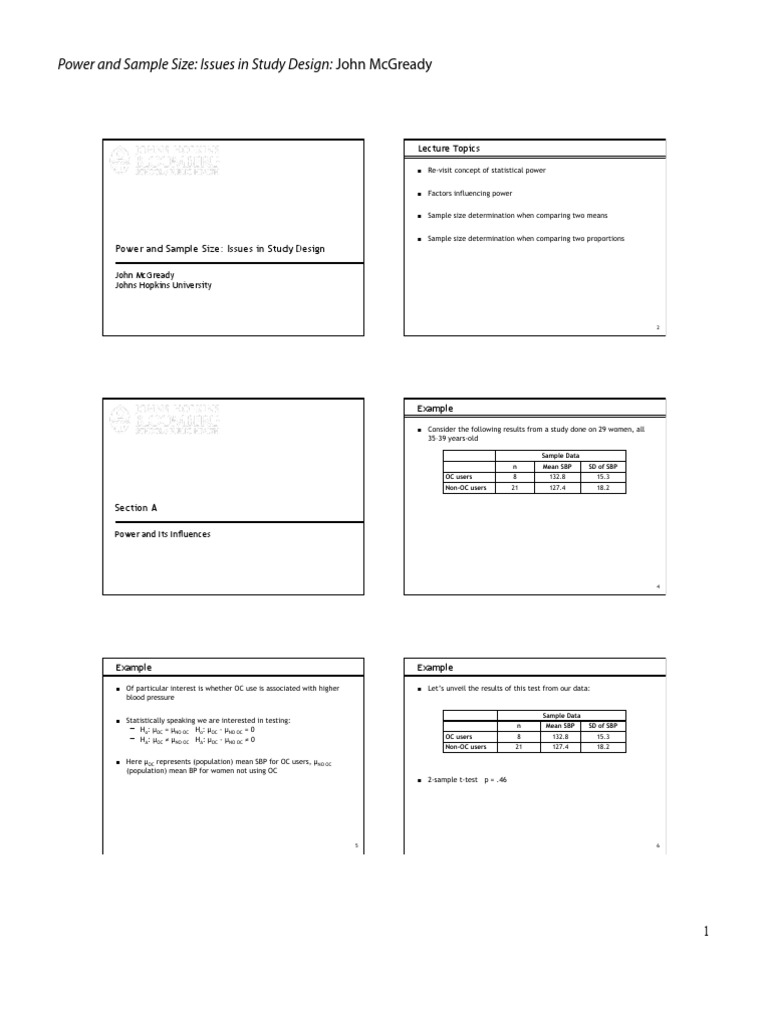 Power And Sample Size Pdf Statistical Power Sample Size Determination