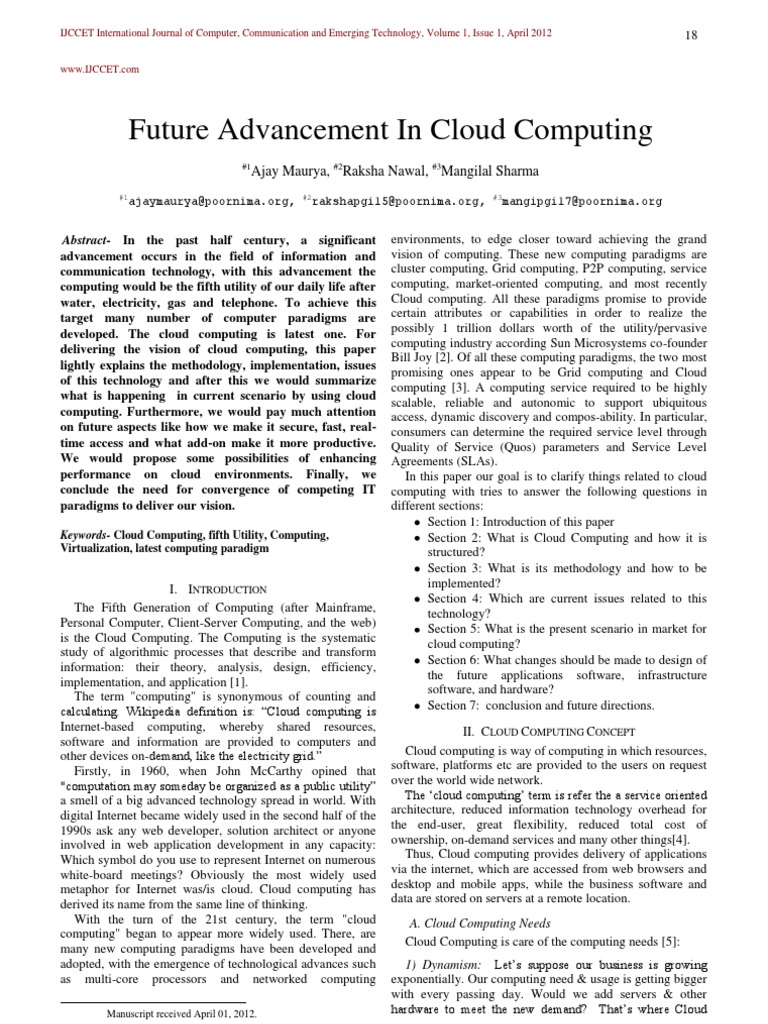 Future Advancement in Cloud Computing | PDF | Platform As A Service ...