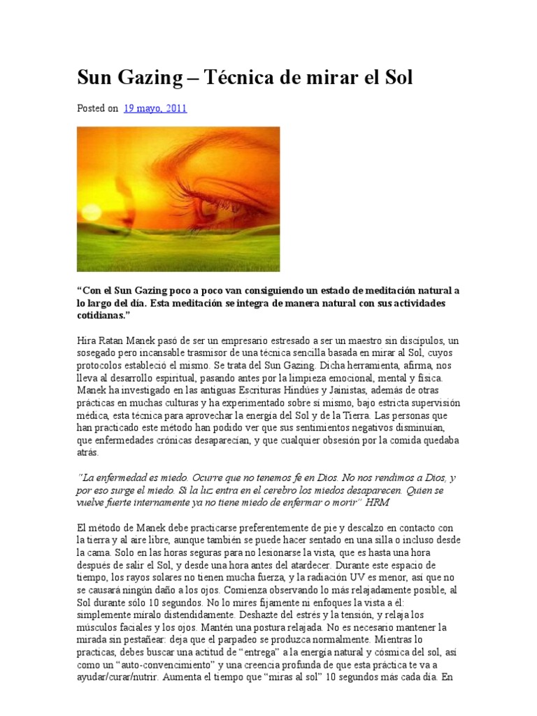 Técnica de Sun Gazing para meditación | PDF | Dom | Meditación