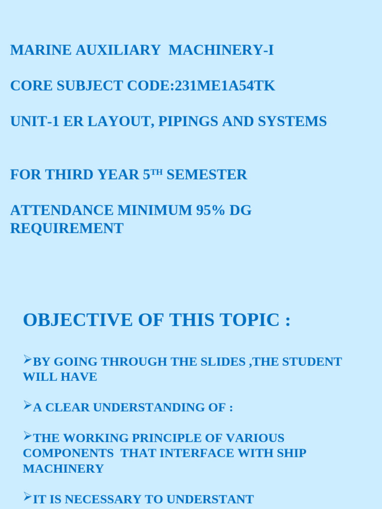 UNIT-1 Engine Room Layout _ Piping Arrangements | PDF | Pipe (Fluid ...