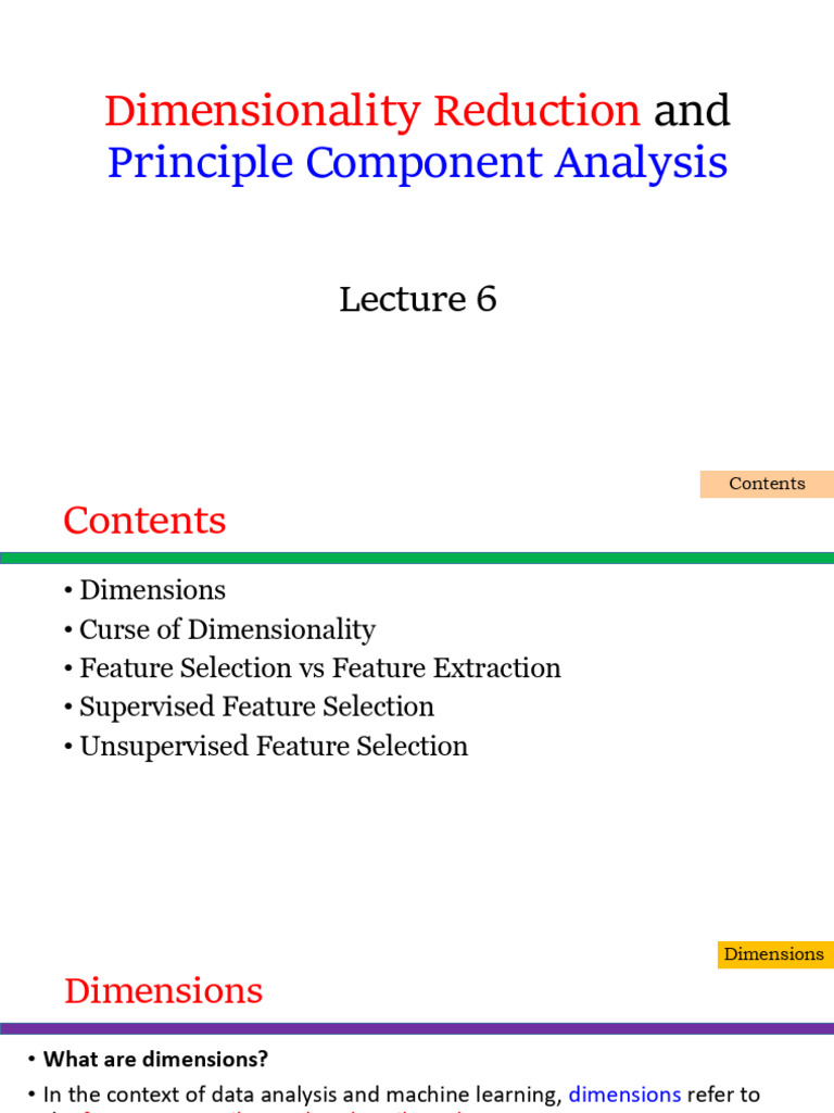 6a Dimensionality Reduction and PCA | PDF | Principal Component Analysis | Eigenvalues And ...