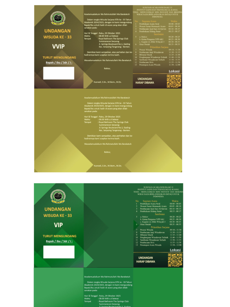 Undangan - Vvip - Vip - Wisuda 33 | PDF