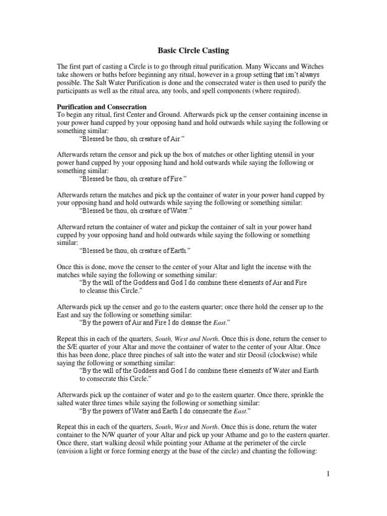 Basic Circle Casting | PDF | Altar | Religious Behaviour And Experience