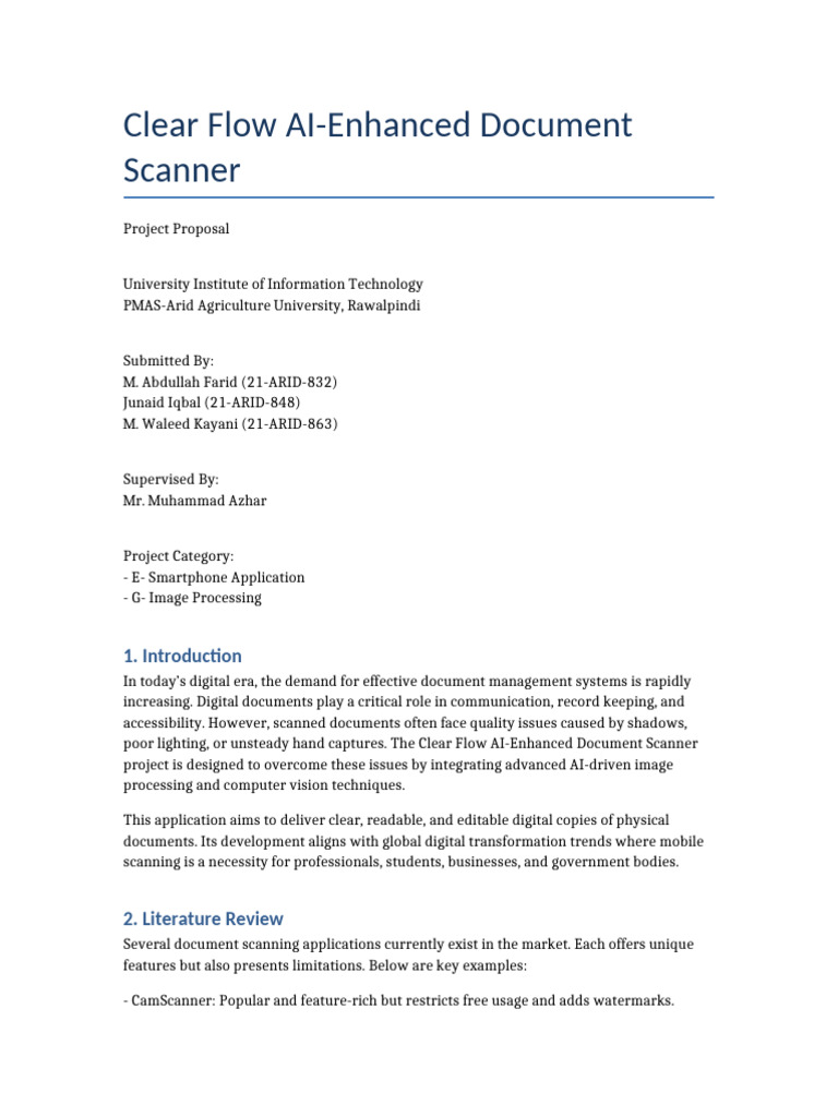 ClearFlow Project Proposal Expanded | PDF | Optical Character Recognition | Image Scanner