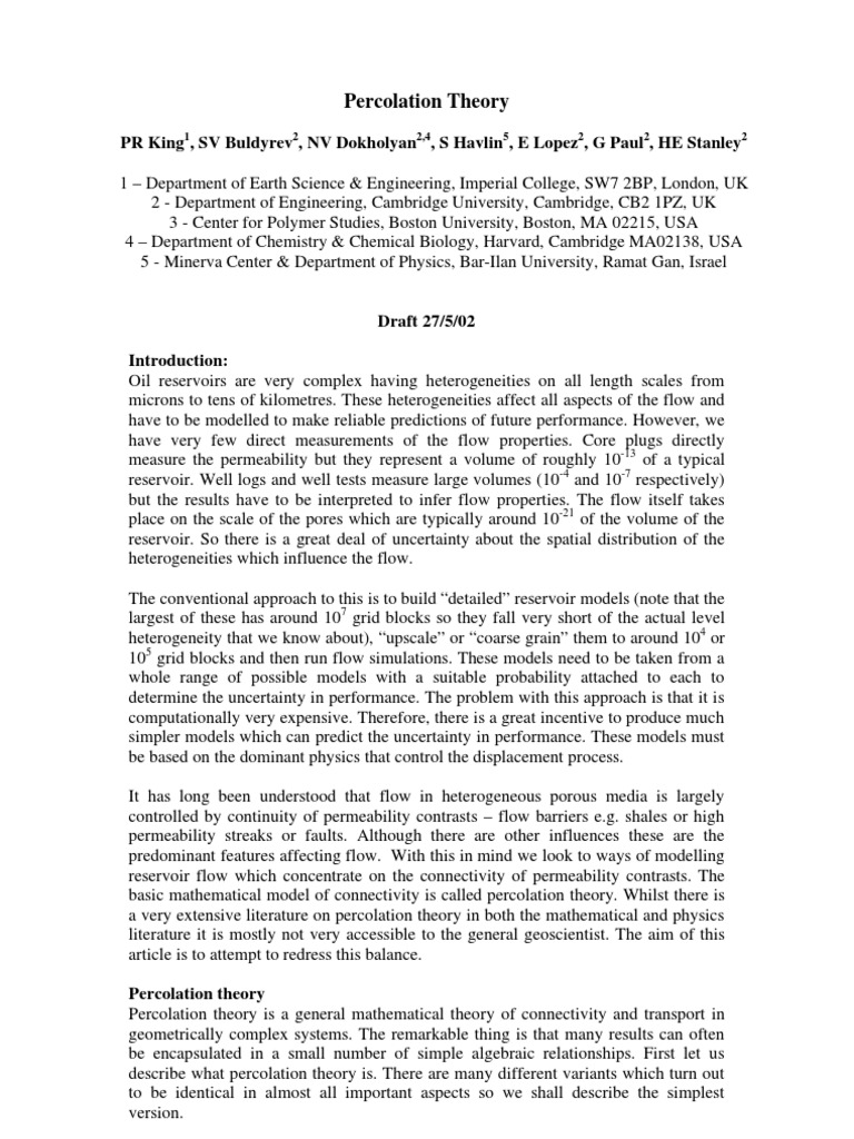 Percolation Theory | PDF | Physical Sciences | Physics