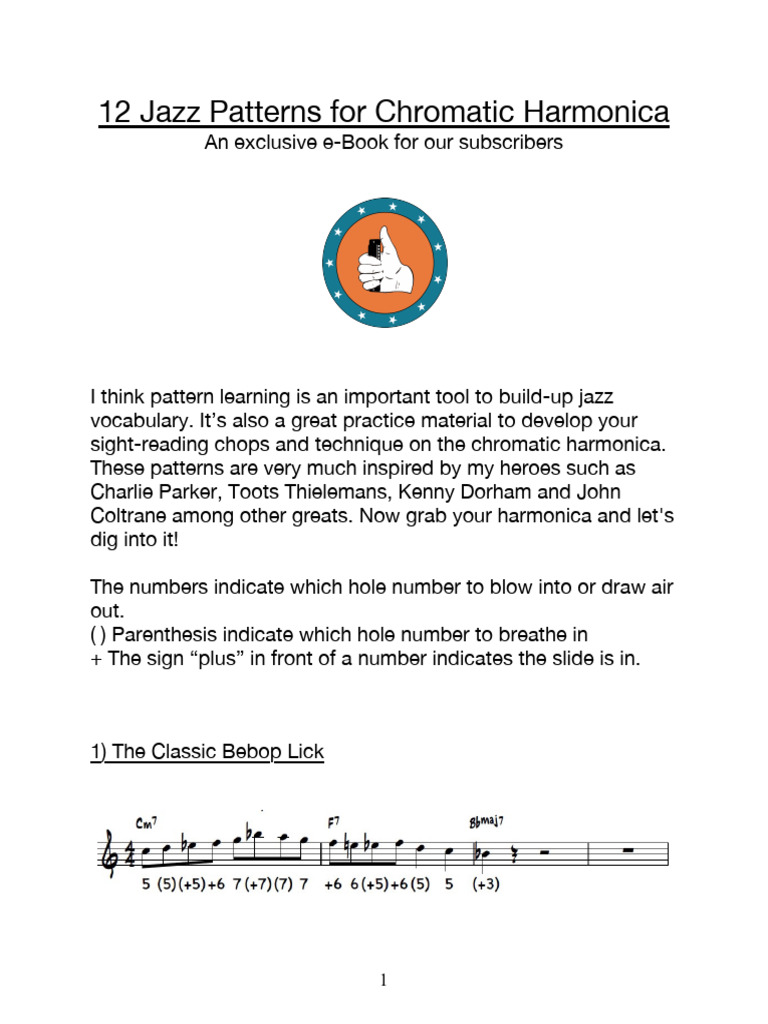 12 Jazz Patterns for Chromatic Harmonica | PDF