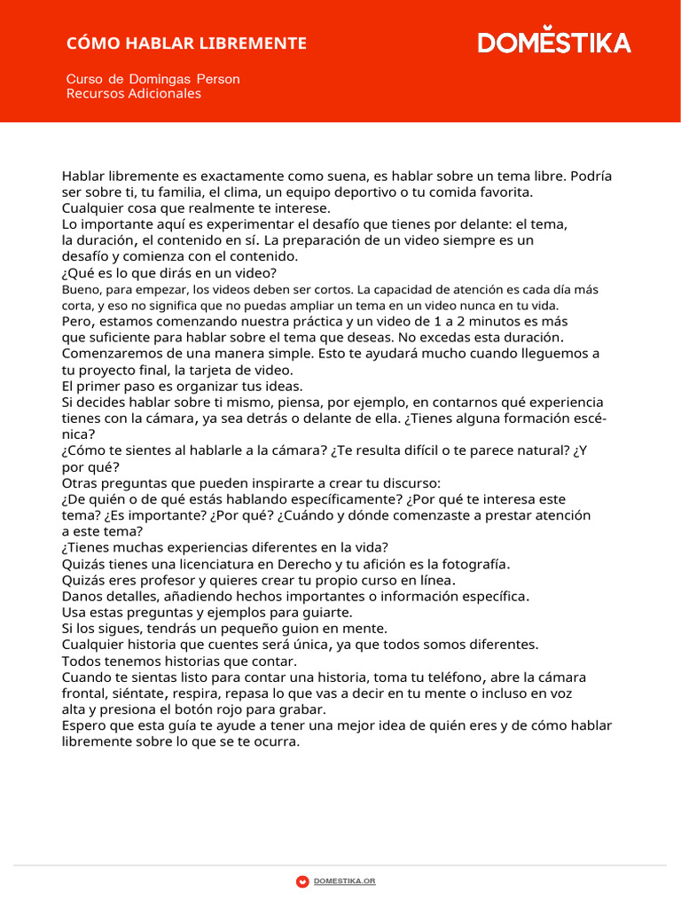 U2 - 01 - Guide To How To Talk Freely - Spanish | PDF