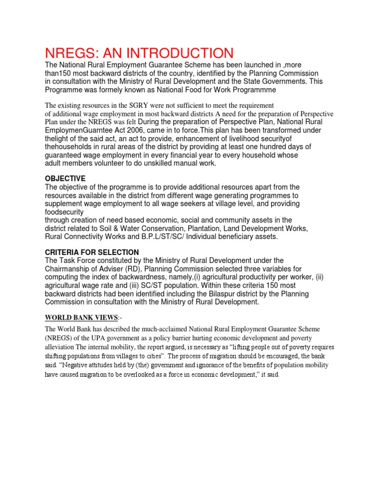 NREGS | PDF | Employment | Society
