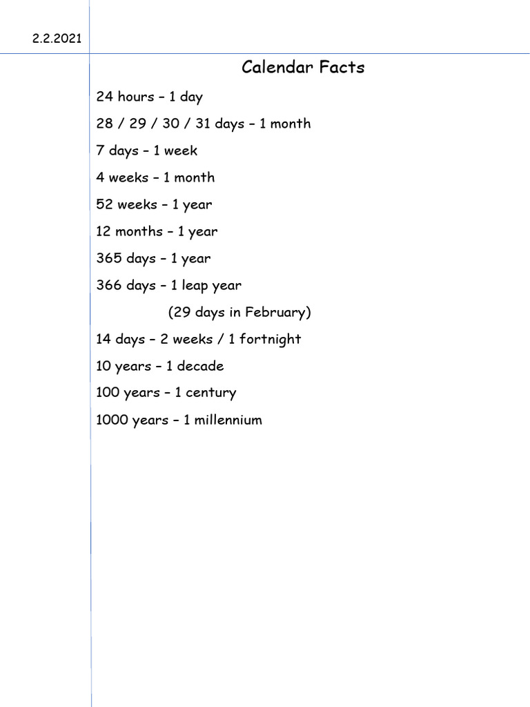 Calendar Facts | PDF