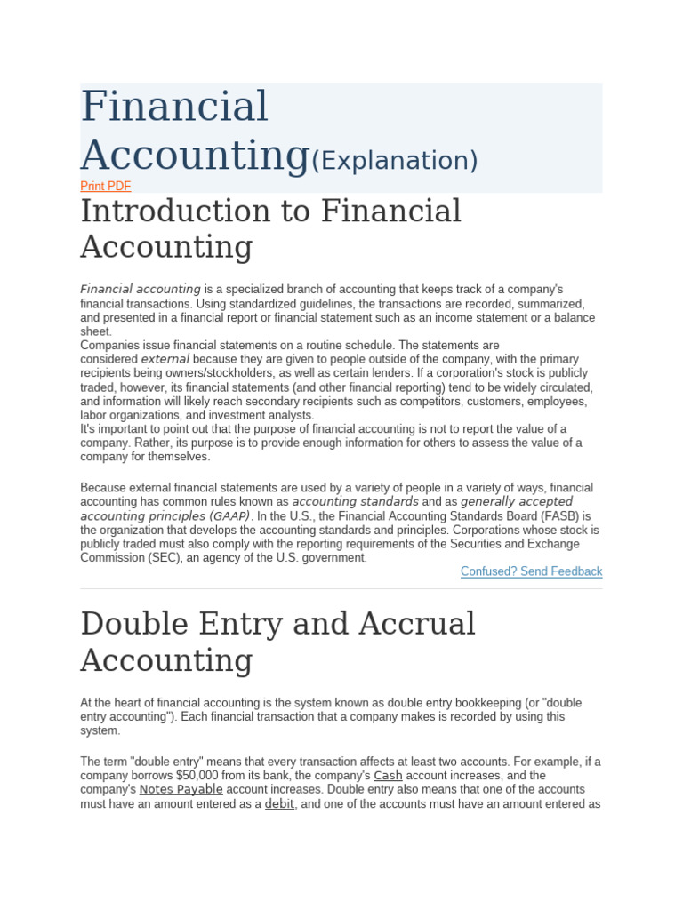 Introduction to Financial Accounting | PDF | Debits And Credits ...