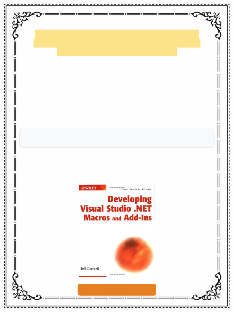 Developing Visual Studio NET Macros and Add Ins 1st Edition Jeff ...