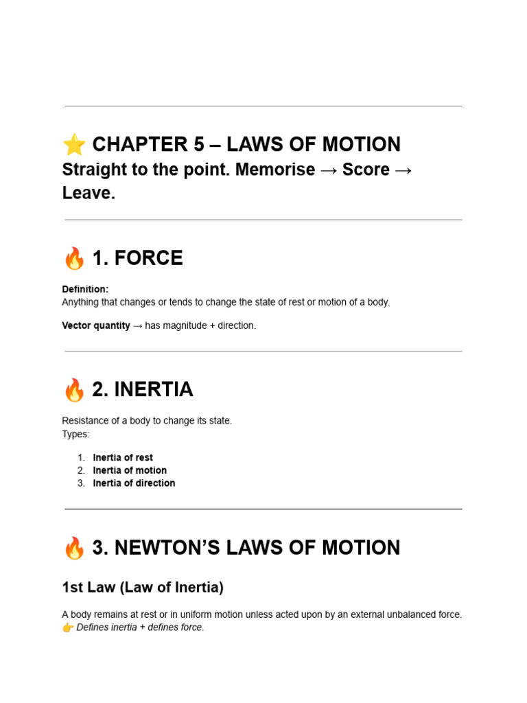 laws of motion | PDF | Force | Newton's Laws Of Motion