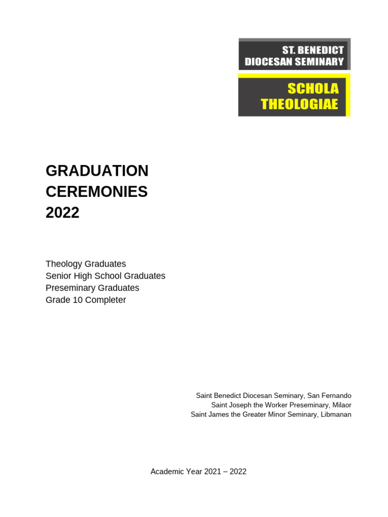 2022 Graduation Ceremony Highlights | PDF | Seminary | Theology