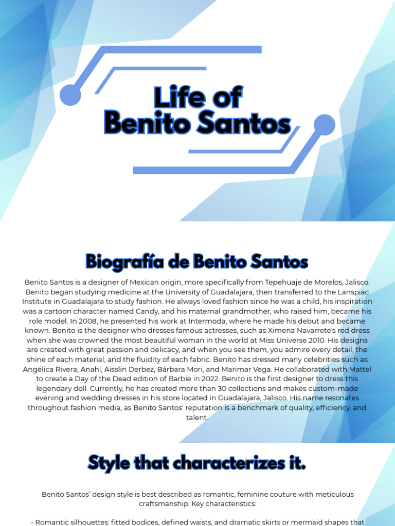 Benito Santos: Mexican Fashion Designer | PDF | Fashion | Clothing