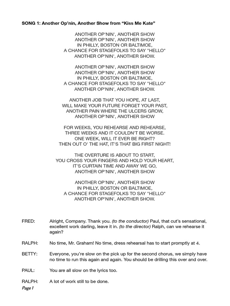 Musical Numbers from Classic Shows | PDF