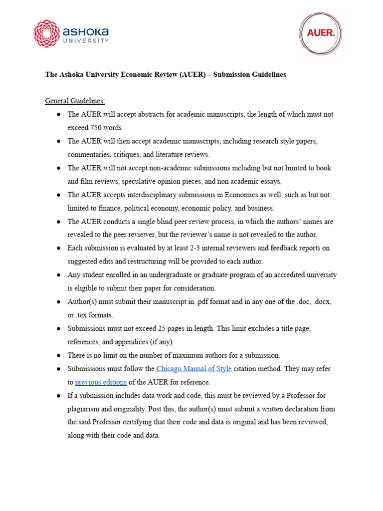 AUER Submission Guidelines for Authors | PDF | Plagiarism | Abstract ...