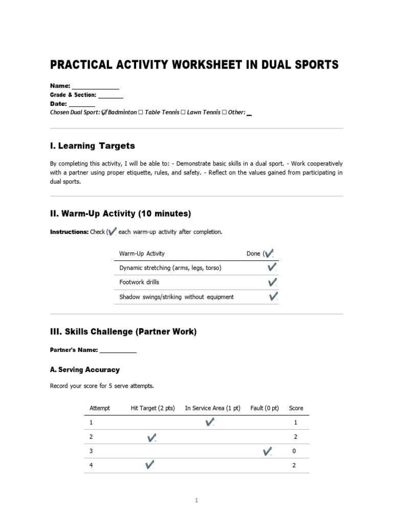 Share Dual-Sports-Activity-Worksheet (1) (1) | PDF