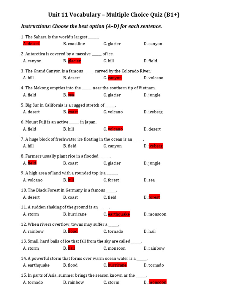 Unit11 Vocabulary No Keys | PDF | Storms | Tornadoes