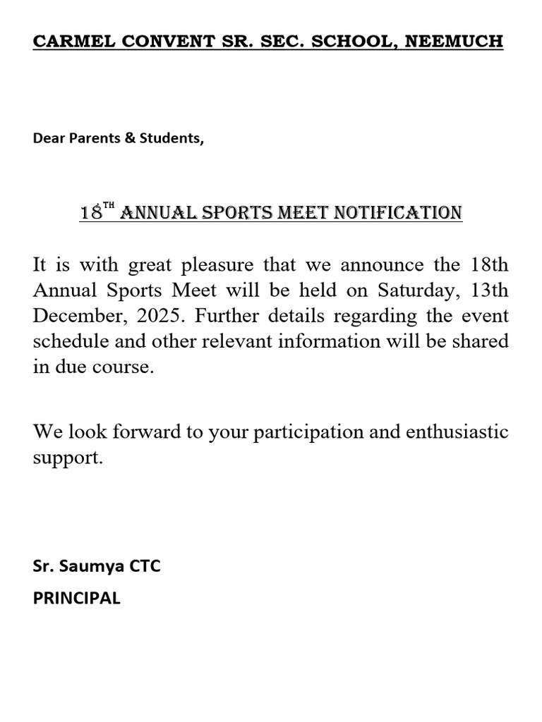 Annual Sports Meet Notice | PDF