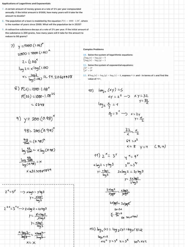 Logarithmic Problems +answer Key 3 | PDF | Elementary Mathematics ...