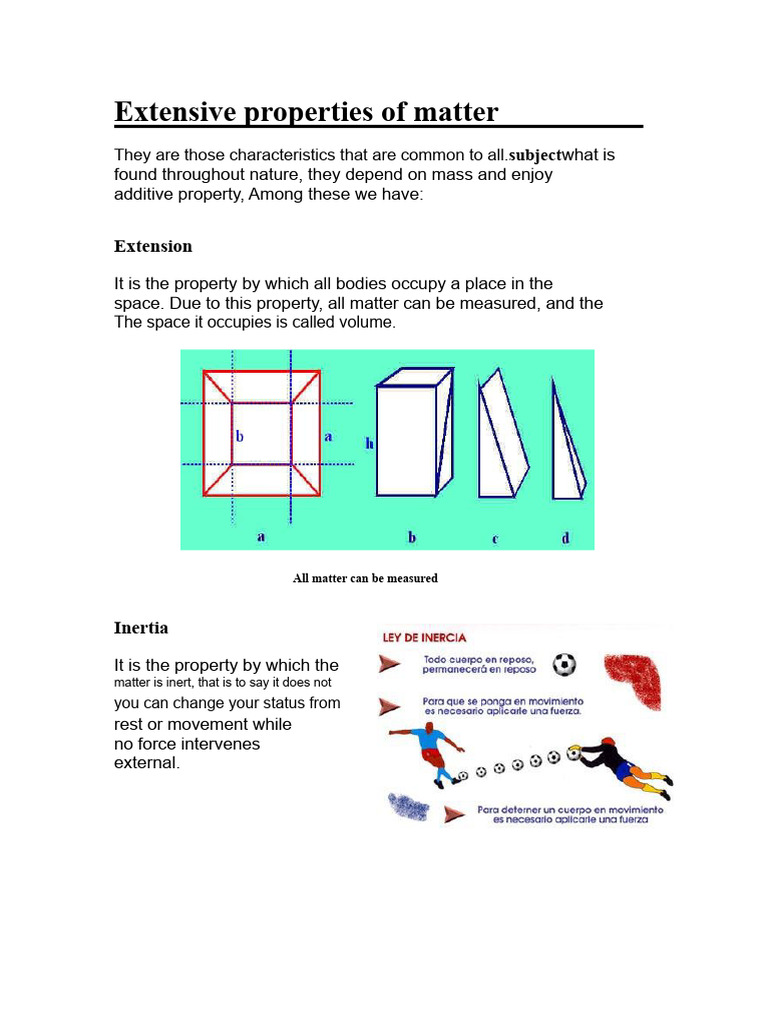 Extensive and Intensive Properties of Matter | PDF