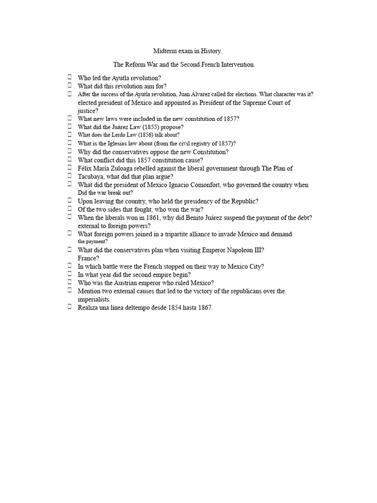 Reform War exam | PDF