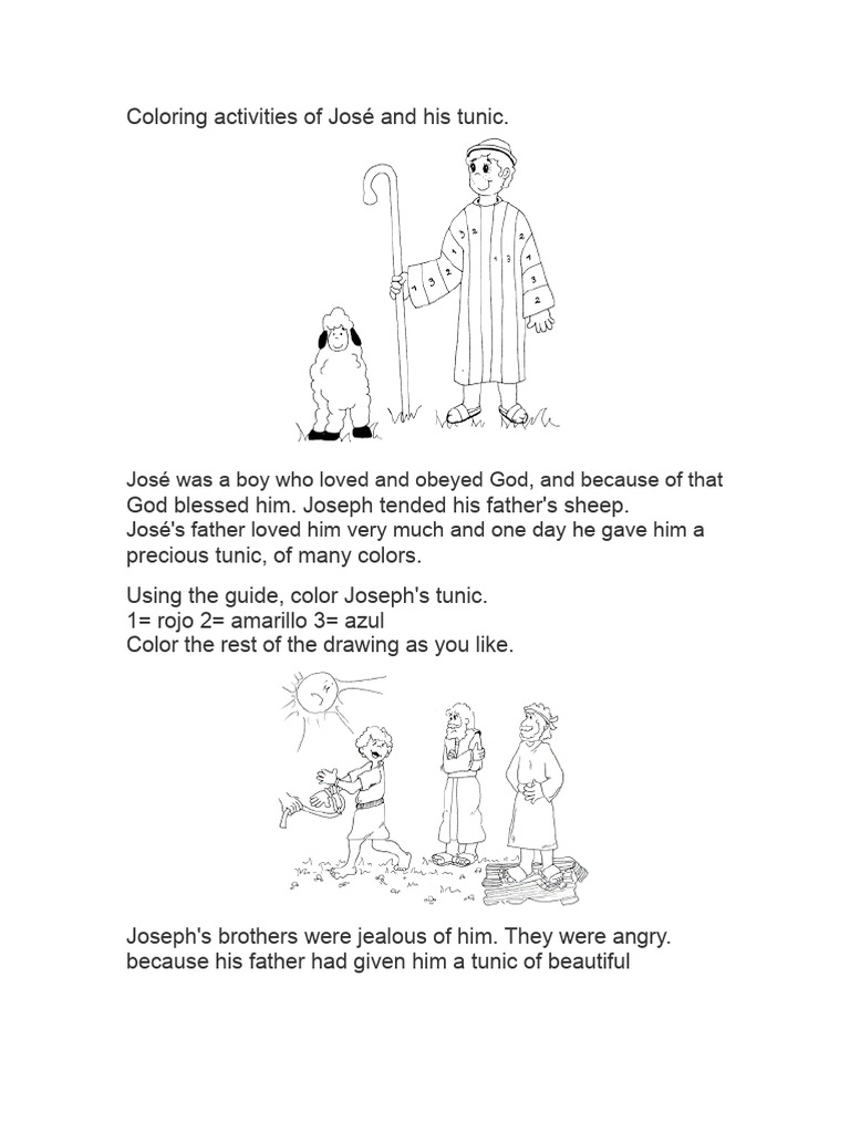 Activities To Color of Joseph and His Coat | PDF