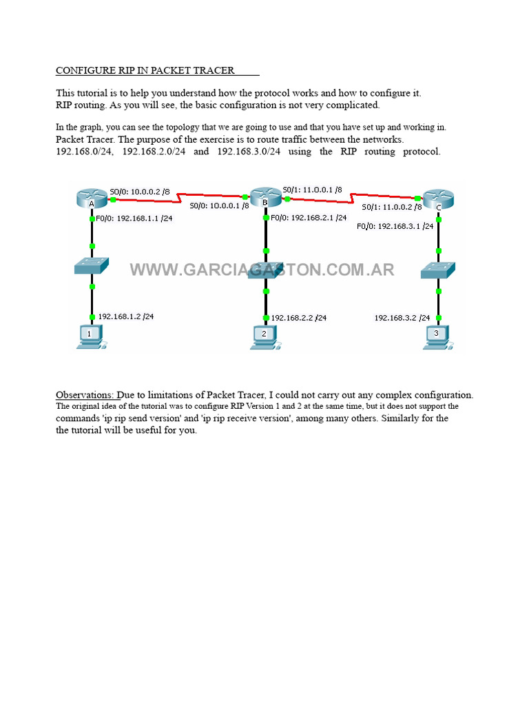 Configure RIP in Packet Tracer | PDF | Router (Computing) | Computer ...