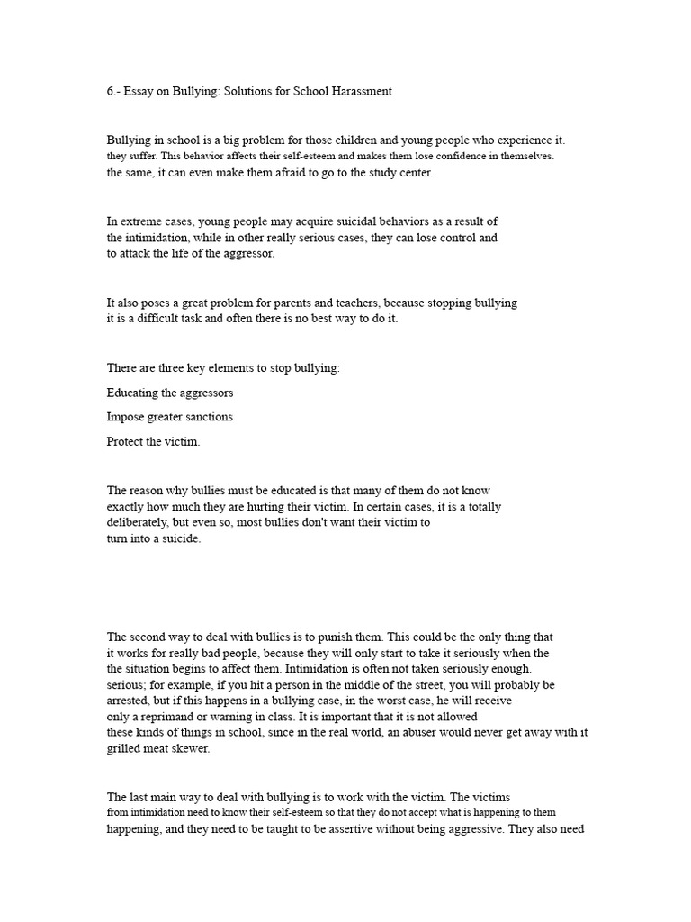 Bullying Solutions For School Harassment | PDF