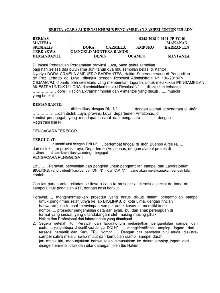 Audiensi Pengambilan Sampel Uji DNA | PDF