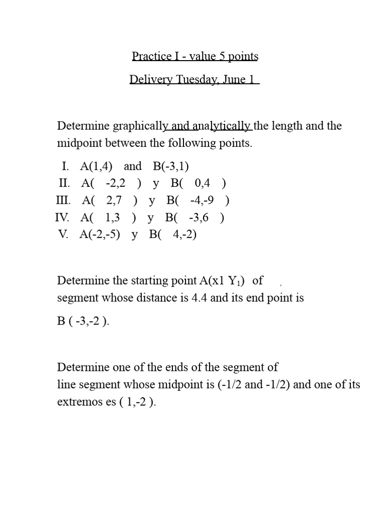 Practice I-Distance and Midpoint | PDF
